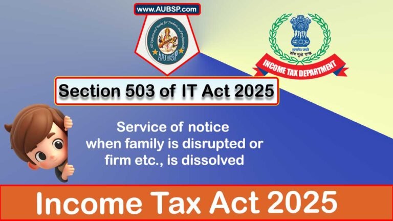 Income Tax Act 2025: Section 503 for Tax Year 2026-27 – AUBSP