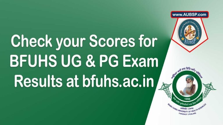 BFUHS Result 2025 (OUT): Check UG & PG Exam Results at bfuhs.ac.in – AUBSP