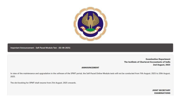 ICAI Self-Paced Online Module Test (SPMT) 2025 – AUBSP