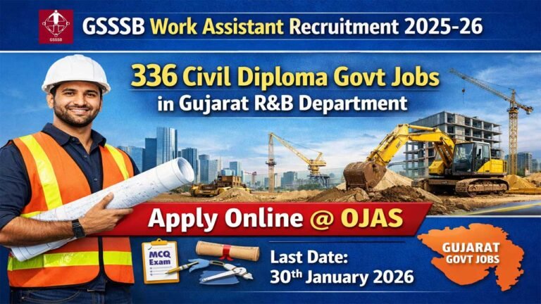 GSSSB Work Assistant Recruitment 2026: 336 Civil Diploma Govt Jobs in ...